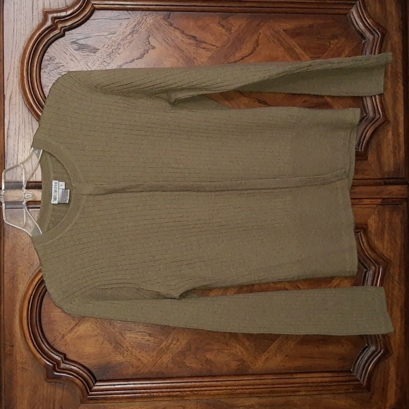 Worth | Sweaters | Worth Olive Green Ribbed Cashmere Cardigan Hidden ...